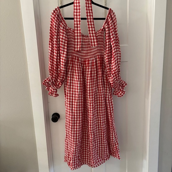 Sleeper | Dresses | Nwt Sleeper Atlanta Smocked Red Gingham Linen Blend ...